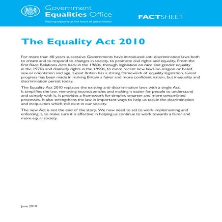 Equality Act 2010 Presentation | PPT