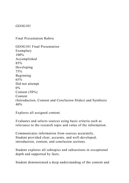 Power point presentation rubric | PDF