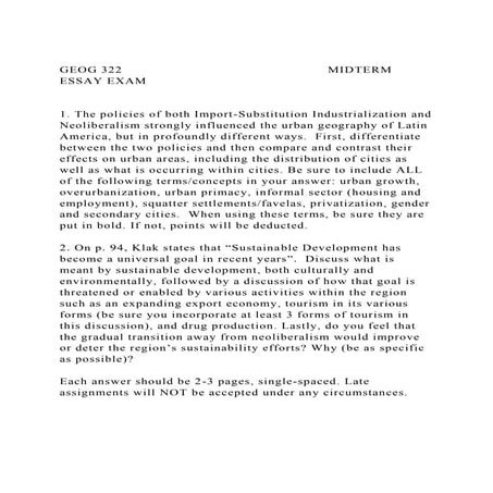 GEOG 322MIDTERM ESSAY EXAM1. The policies of both Imp.docx