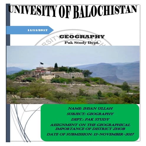 Geographical Importance of District Zhob. | PDF