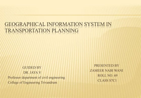 Application of GIS in Transportation Planning | PPT