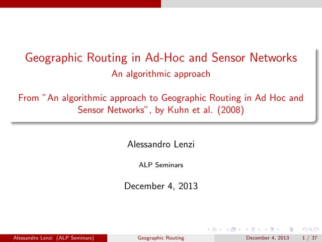 Geographic Routing In Ad Hoc And Sensor Networks Ppt