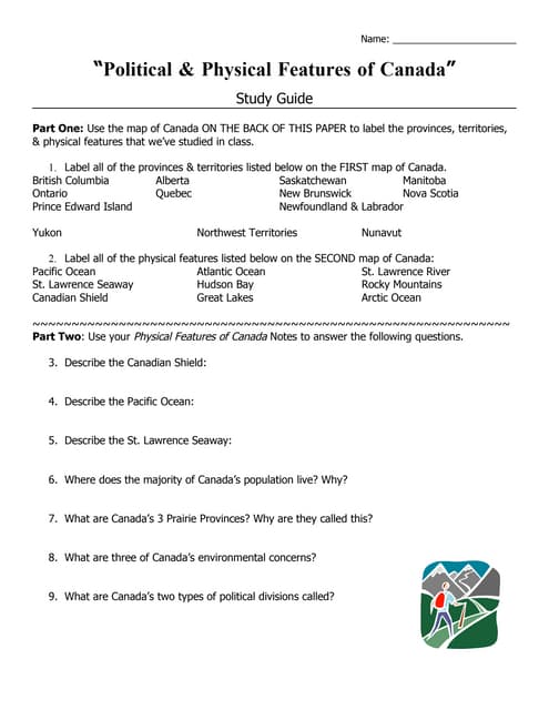 Geography Of Canada Study Guide | PDF