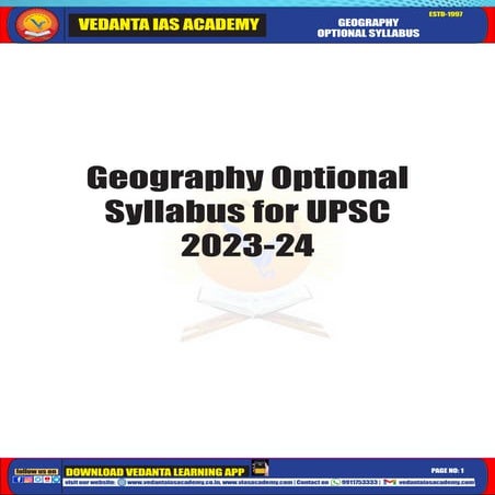 A Comprehensive Study Plan for UPSC Geography Optional: PDF | PDF