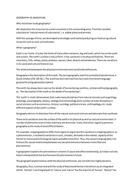 Definition, scope & purpose of Geography | PPT | Geography | Science