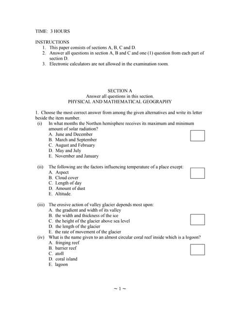 CSEC GEOGRAPHY PAPER 1- JUNE 2015 | PDF