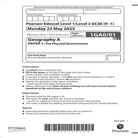 EDEXCEL GEOGRAPHY PAPER 1pastigcse paper | PDF
