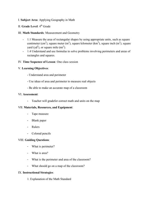 Sample Lesson Plan: Finding the Area of a Composite Figure | PDF ...