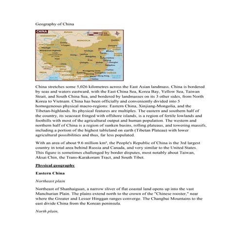 Geography of china | DOCX