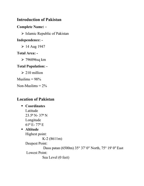 Physical features of pakistan | PPTX