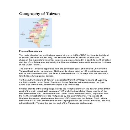 Geography of taiwan | DOCX