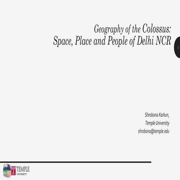 Geography of the Colossus: Space, Place and People of Delhi NCR | PDF ...