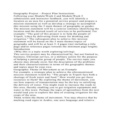 Geography Project – Project Plan InstructionsFollowing your Module.docx