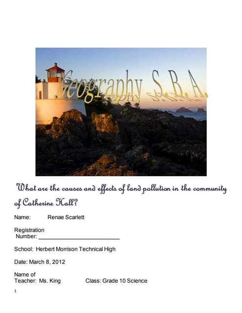 Geography sba sample | DOCX | Agriculture | Industries