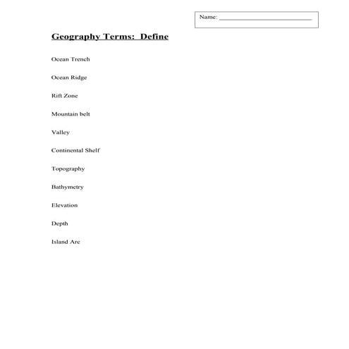Geography terms | DOC