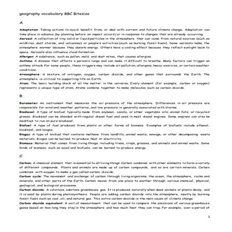 Geography vocabulary bbc bitesize | DOCX
