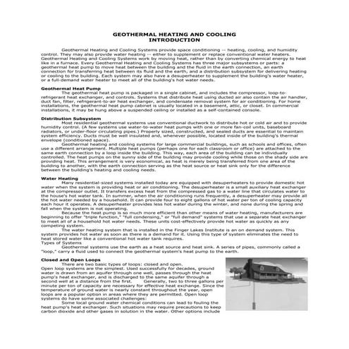 Geothermal heating & cooling | PDF