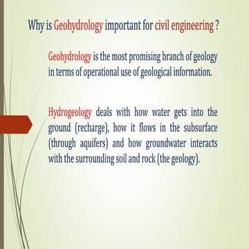 Geo-hydrology for Civil Engineering | PPTX