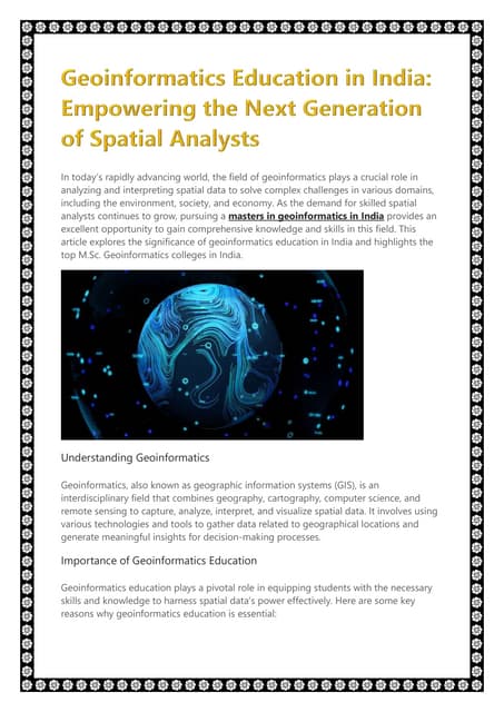 Why Geoinformatics is the Career Path of Tomorrow | PDF