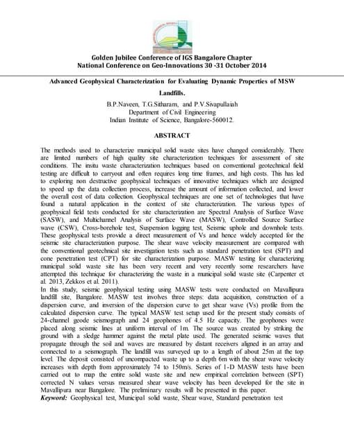 Geophysical for Highway Problems SRT ERT | PPTX