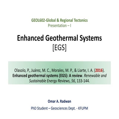 Enhanced Geothermal Systems | PPTX