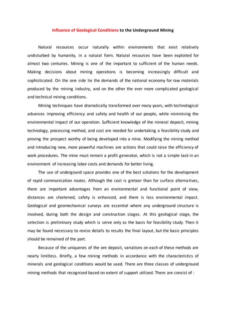 Square set stoping | PDF