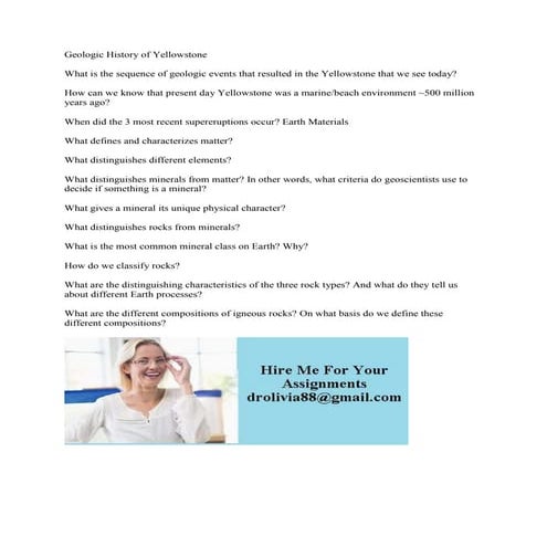 Geologic History of Yellowstone What is the sequence of geologic even.docx