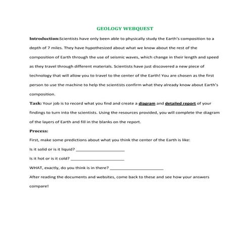 Geology webquest | DOCX