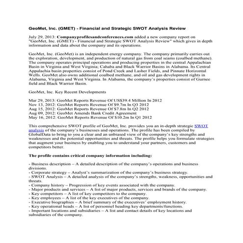 Geo met, inc. (gmet) | PDF