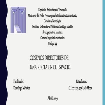 Cosenos Directores de una Recta en el Espacio | PPTX