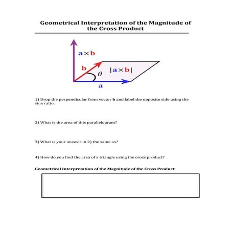 Geometrical interpretation of the magnitude of the cross product | PDF