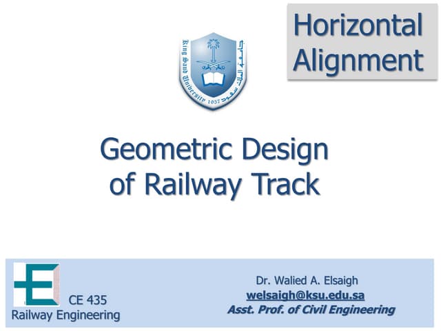 Lecture 5: Railway Engineering ( هندسة السكك الحديدية ) Dr. Alaa Gabr | PDF