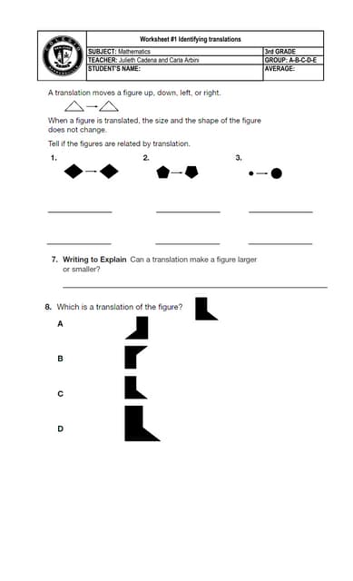 Position of objects Worksheets | PPT
