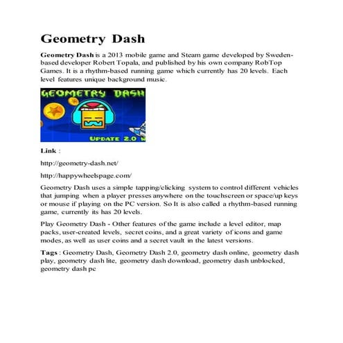 Geometry dash | DOCX | Racing Video Games | Video Game Genres