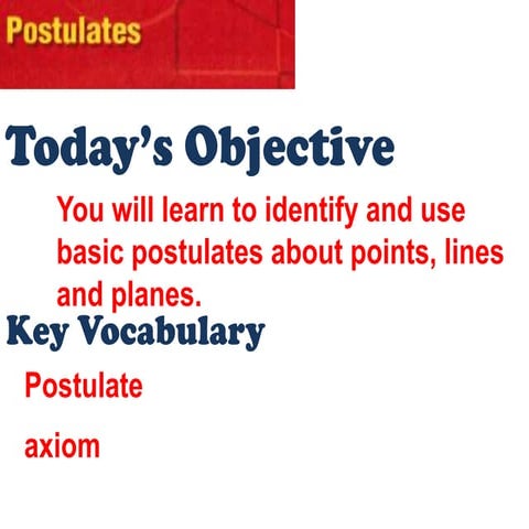 Geometry intro to postulates | PPTX | Physics | Science