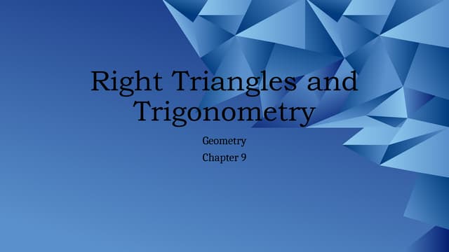 Word Problems Involving Right Triangles | PPTX