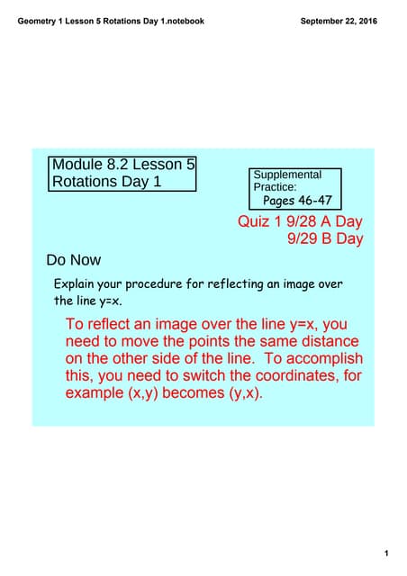 Geometry 1 lesson 8 naming sequences of transformations | PDF