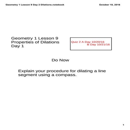 Geometry 1 lesson 9 day 2 dilations | PDF
