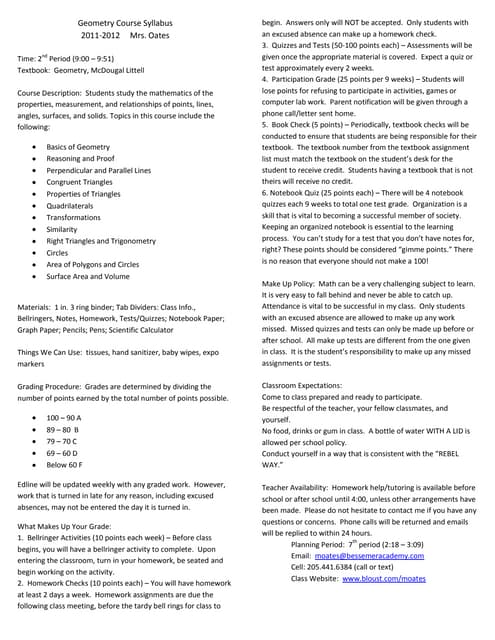 7th Grade Math Course Syllabus | PDF