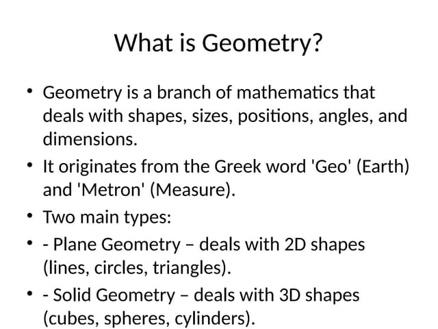 Basic Concept of Geometry (Grade 7 Lesson) | PPTX | Geography | Science