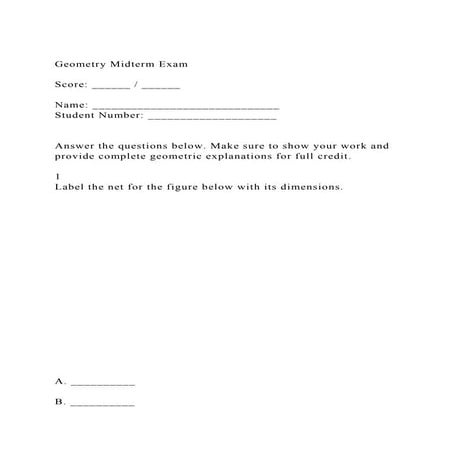 Geometry Midterm Examscore Name Docx