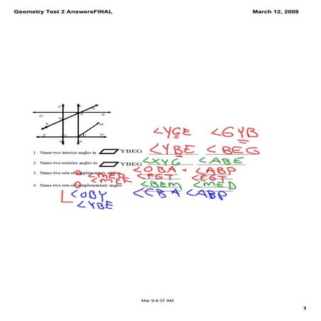 Geometry Test 2 Answers Final | PDF