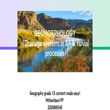 Geomorphology Drainage Systems In Sa And Fluvial Processes 1 Pdf