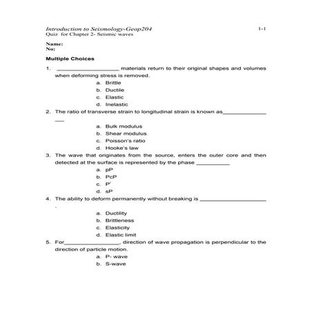 Geop204-Chapter 2- Quizz | PDF