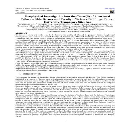 Geophysical investigation into the cause(s) of structural failure ...