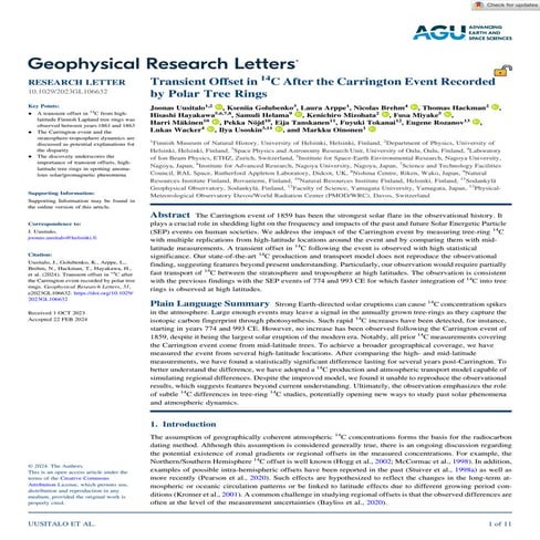 TransientOffsetin14CAftertheCarringtonEventRecordedbyPolarTreeRings | PDF