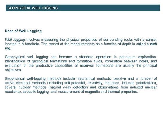 Electrical well logging | PPT