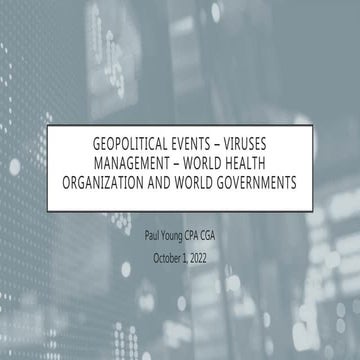 Geopolitics - Risk and Threats - Variants and Disease Management ...