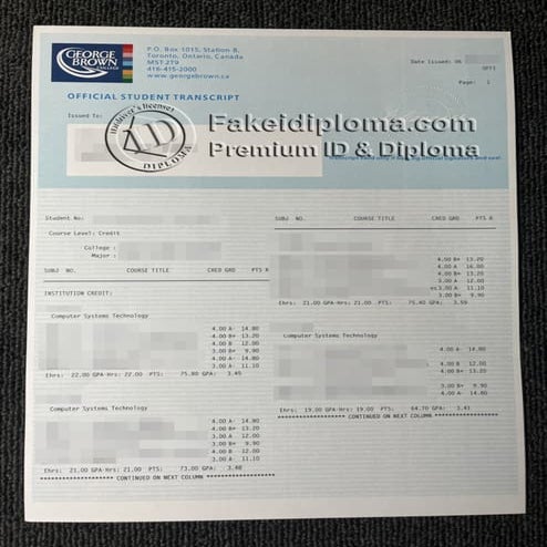 George Brown College transcript | PDF