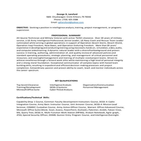 George D Lansford Resume | DOCX